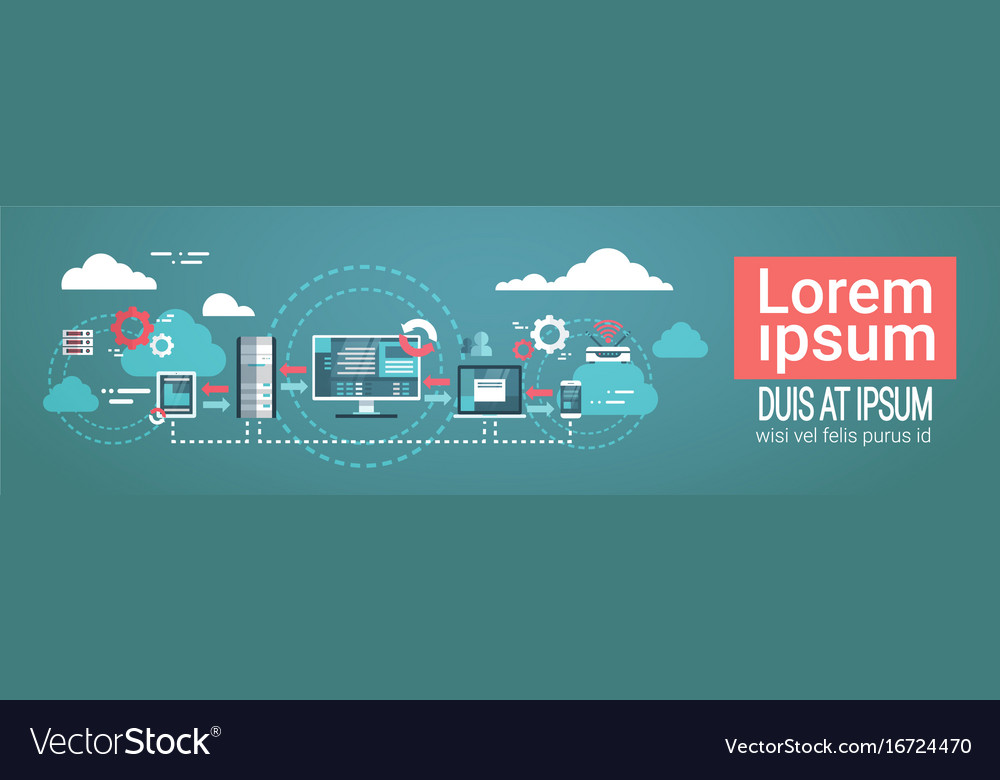 Data Center Cloud Computer Connection Hosting Vector Image