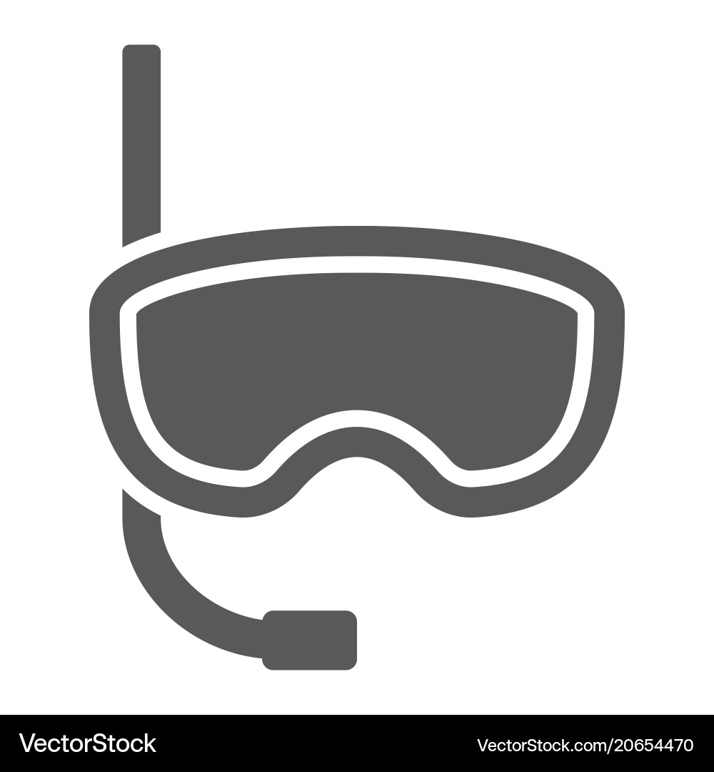 Diving mask glyph icon and underwater Royalty Free Vector