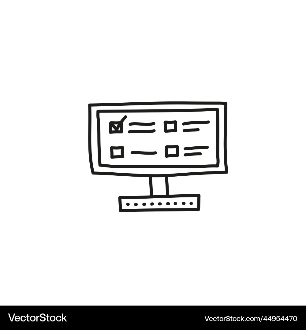 Doodle computer monitor with check list Royalty Free Vector