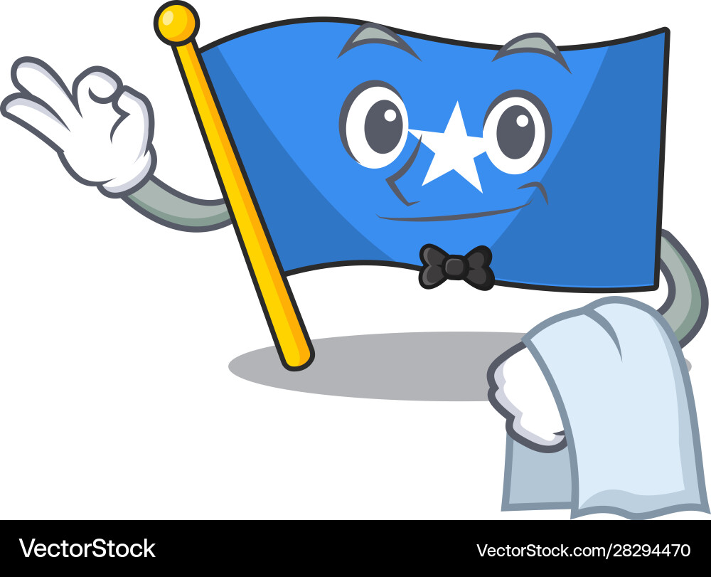 Flag somalia character on a stylized waiter look Vector Image