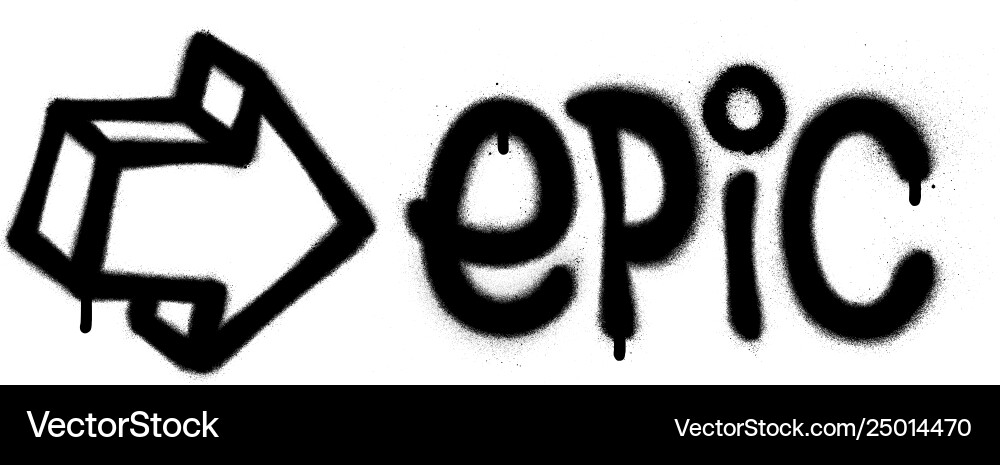 Graffiti epic word and arrow sprayed in black Vector Image