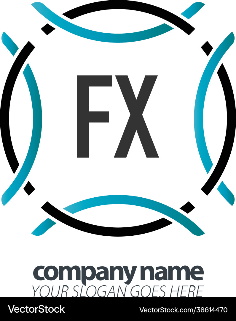 Initial letter fx circle sport logo design Vector Image