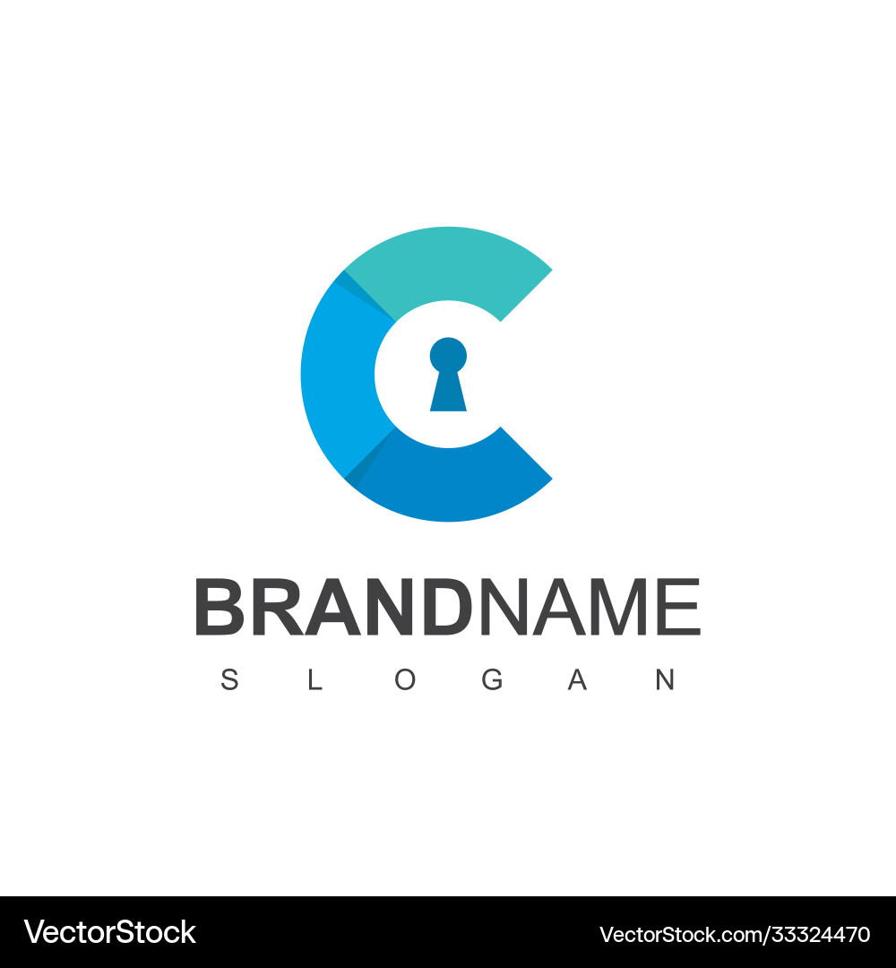 Letter c secure logo with key hole symbol Vector Image