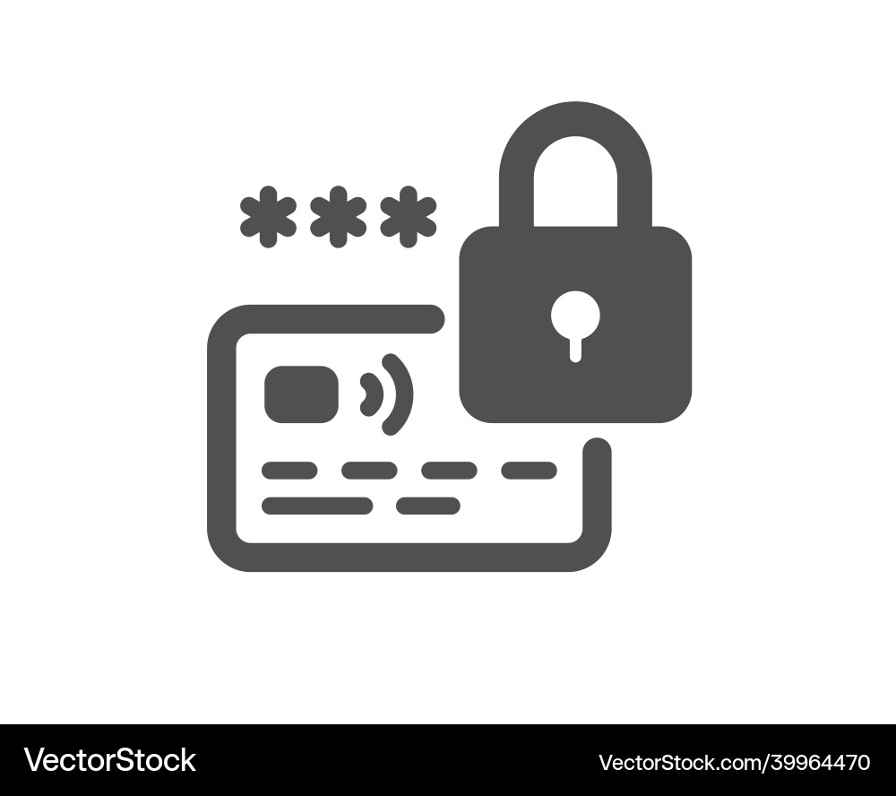 Lock icon protected credit card sign Royalty Free Vector