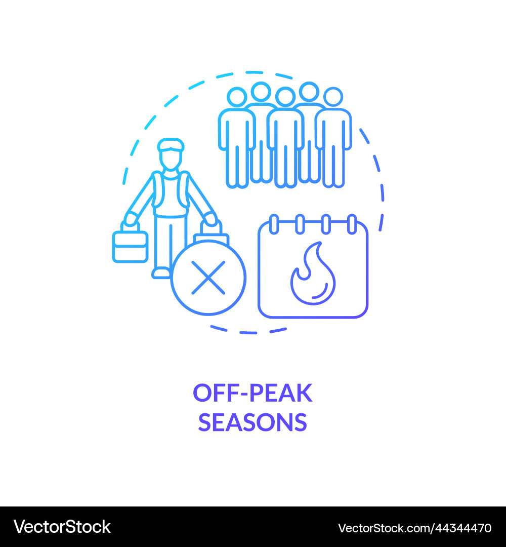 Off-peak seasons travel blue gradient concept icon