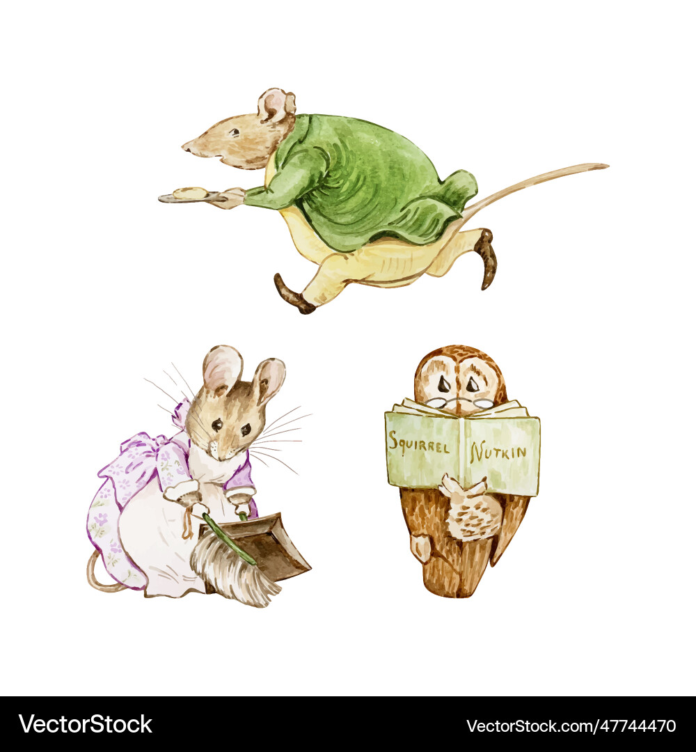 Watercolor friends peter rabbit Royalty Free Vector Image