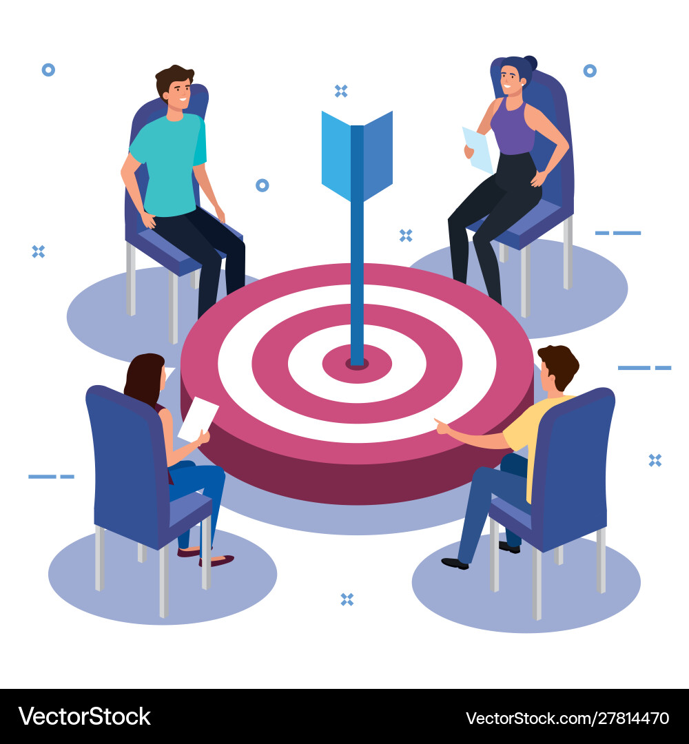 Work team group in meeting with target Royalty Free Vector