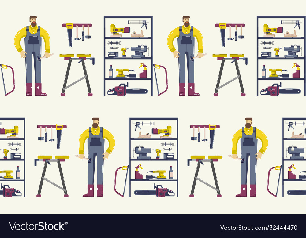 Workshop worker seamless pattern Royalty Free Vector Image