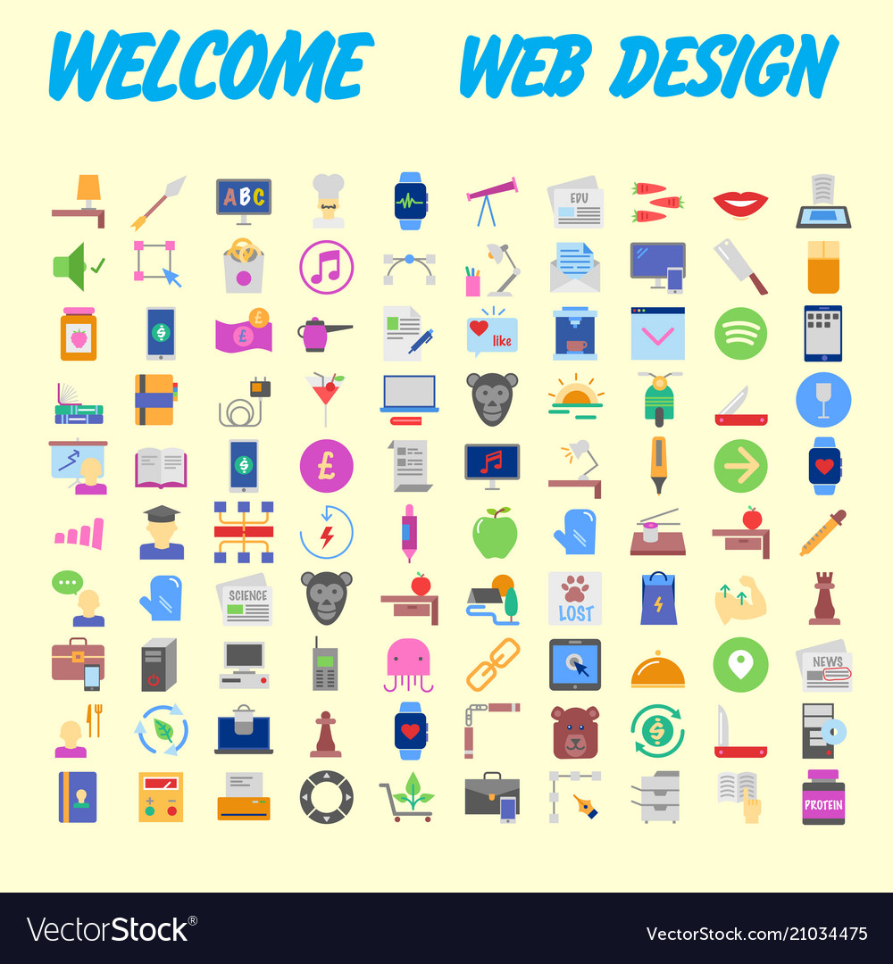 100 icon set trendy thin and simple icons for web Vector Image