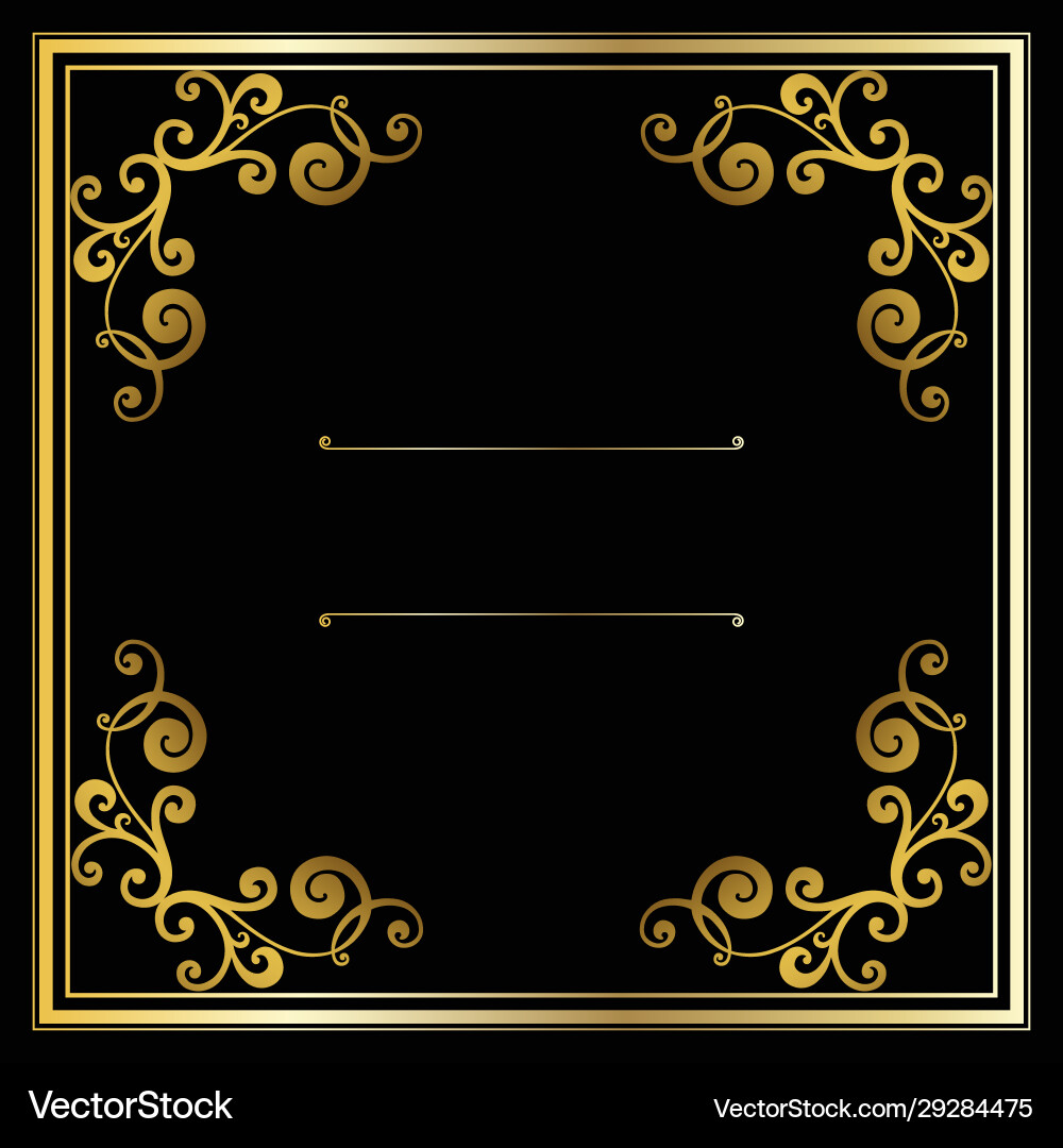 Geometric gold pattern vintage retro golden frame Vector Image