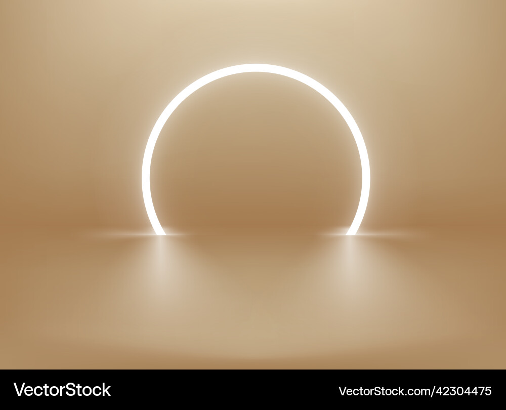 Golden interior with neon lamp 3d showcase Vector Image