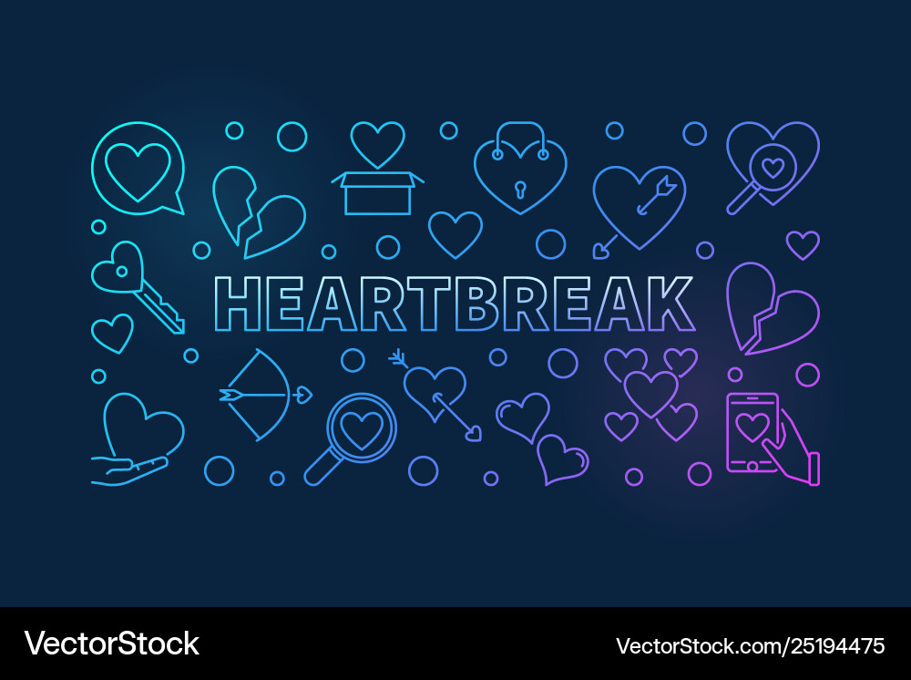 Heartbreak colorful outline Royalty Free Vector Image