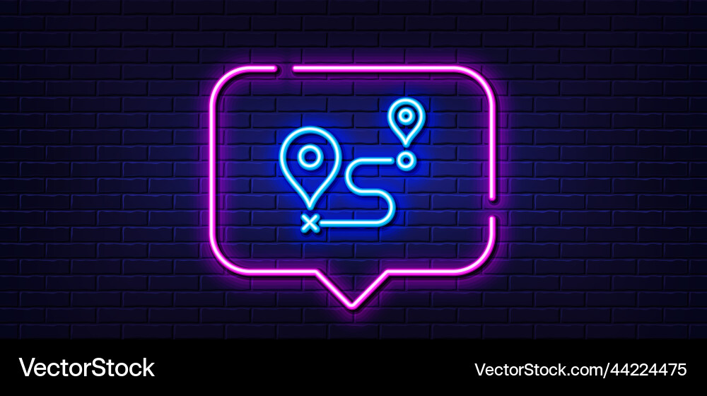 Journey line icon road path sign neon light Vector Image