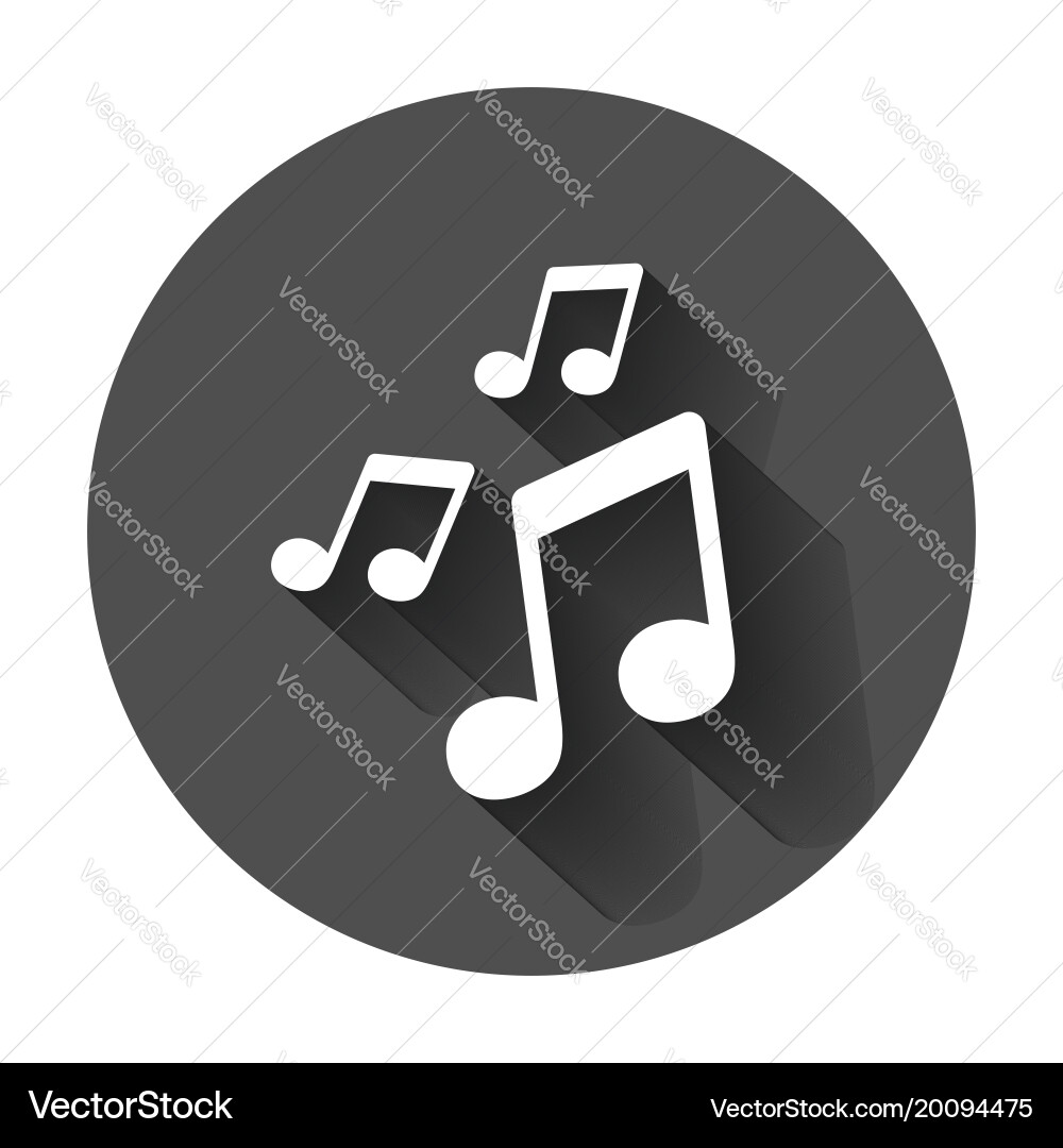 Music icon sound note on black round background Vector Image