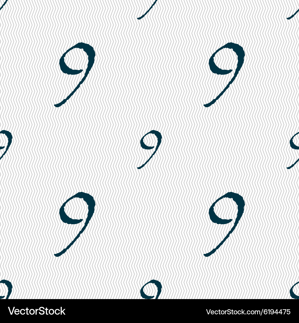 Number nine icon sign seamless abstract background