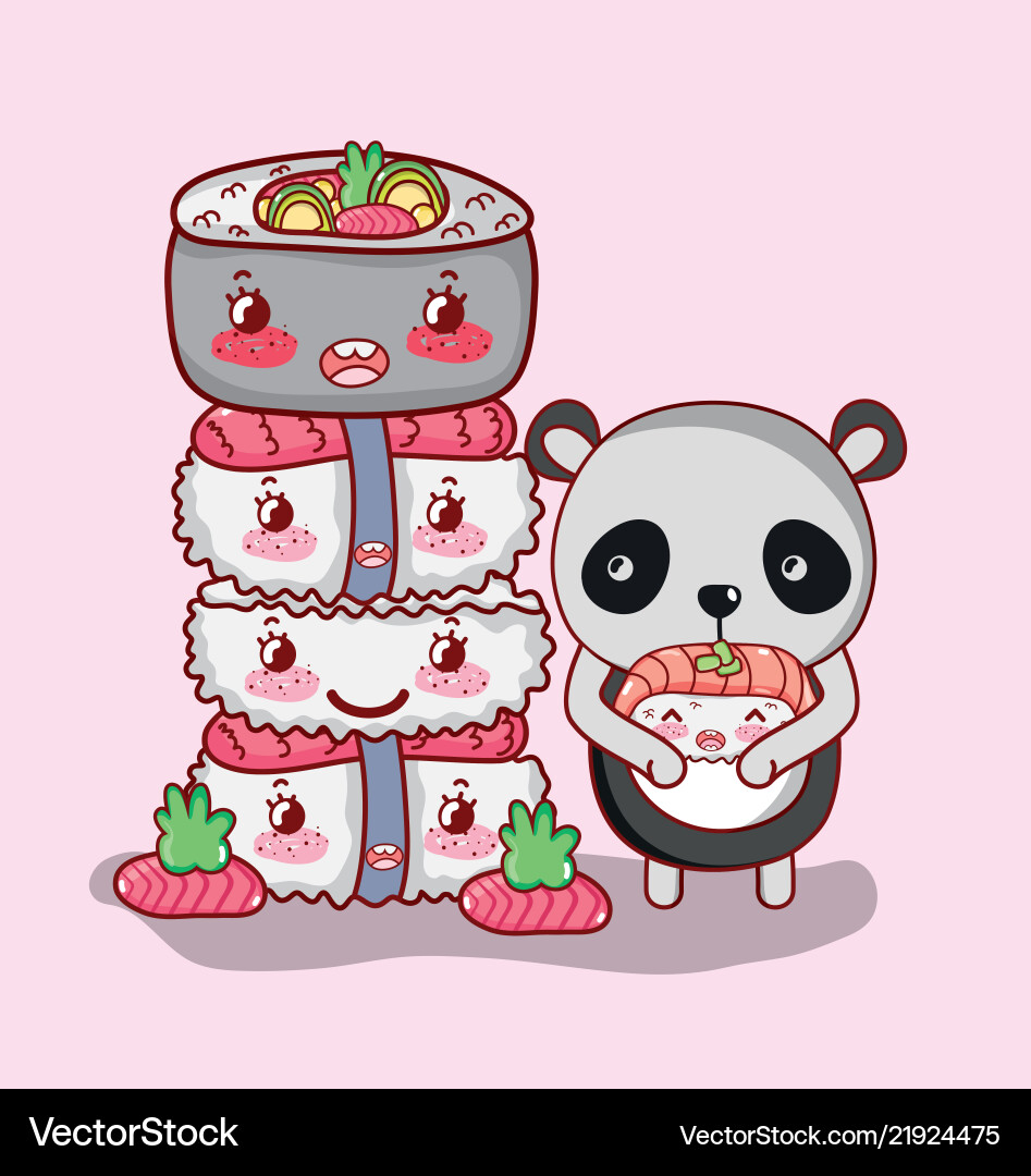Panda and japanese food Royalty Free Vector Image