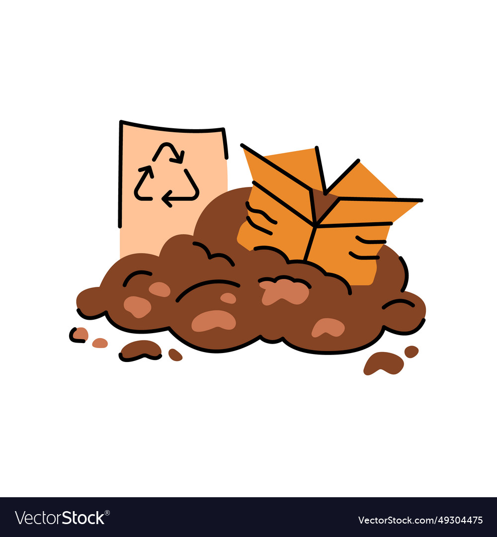 Paper compost color line icon composting Vector Image Paper compost color line icon composting Vector Image