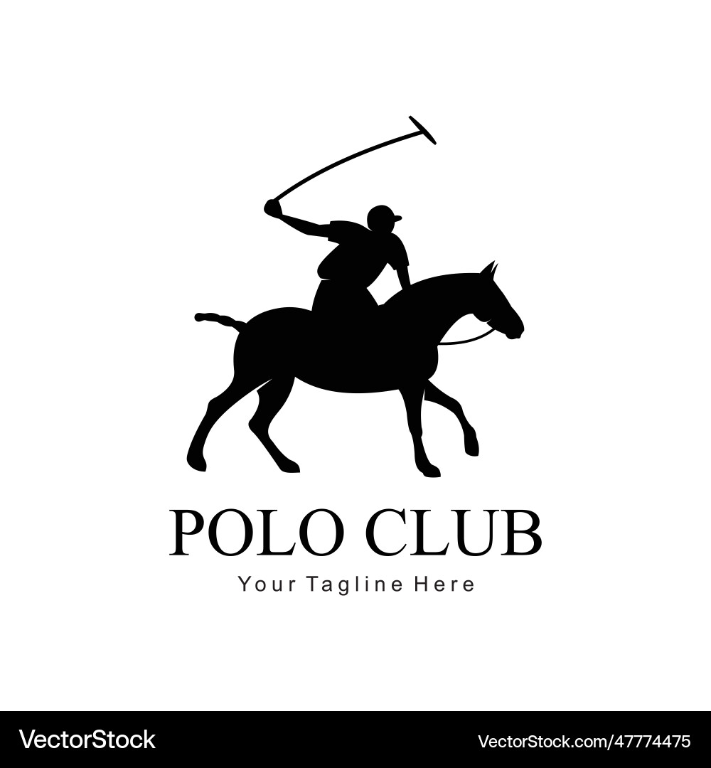 Polo club flat style logo Royalty Free Vector Image