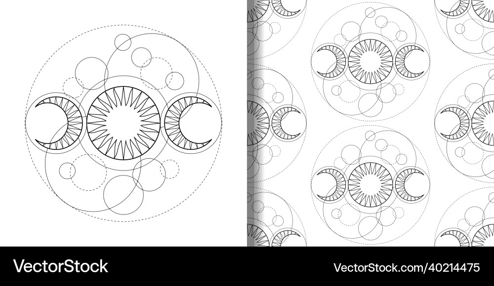 Seamless pattern and t shirt print set with triple