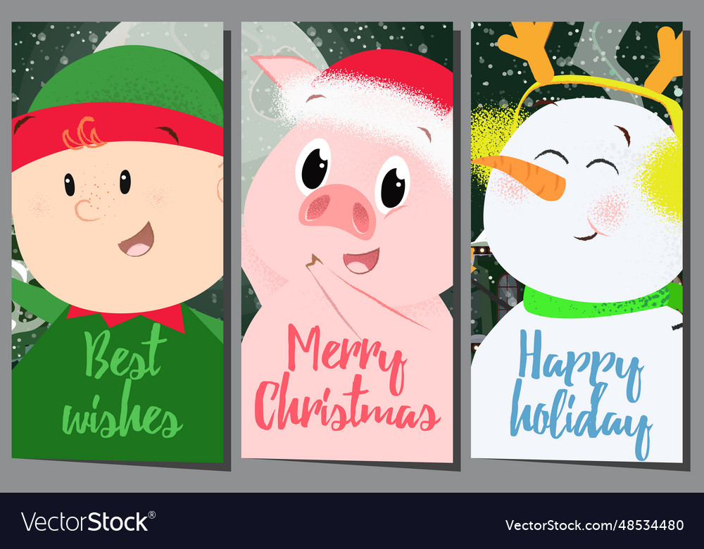 Bright happy holiday poster design with cartoon Vector Image