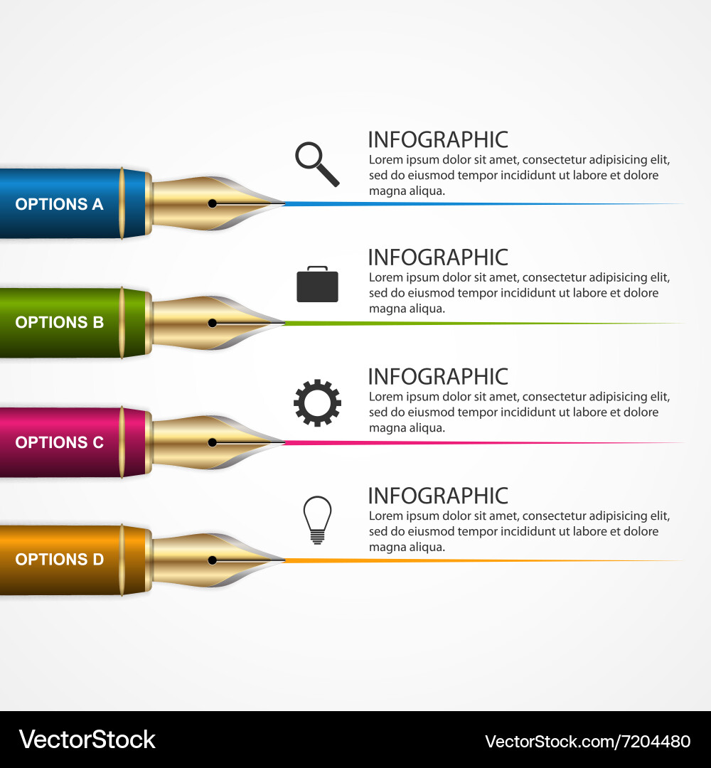 Business infographic design template with a pen 3d