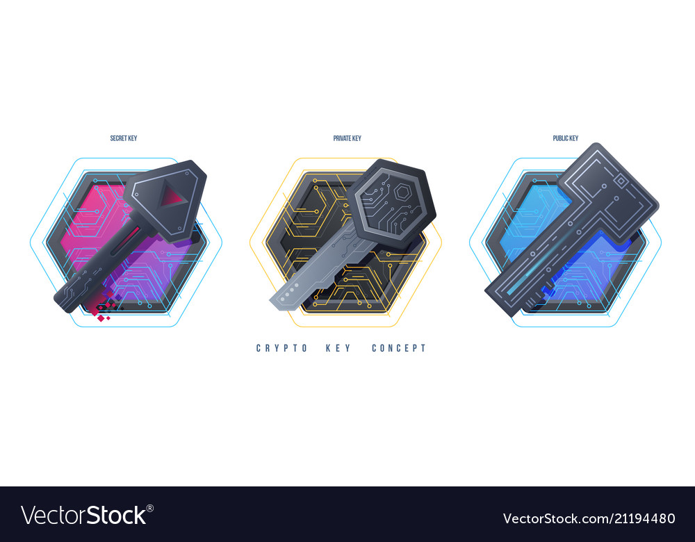 Crypto keys management icons digital graphic Vector Image Crypto keys management icons digital graphic Vector Image