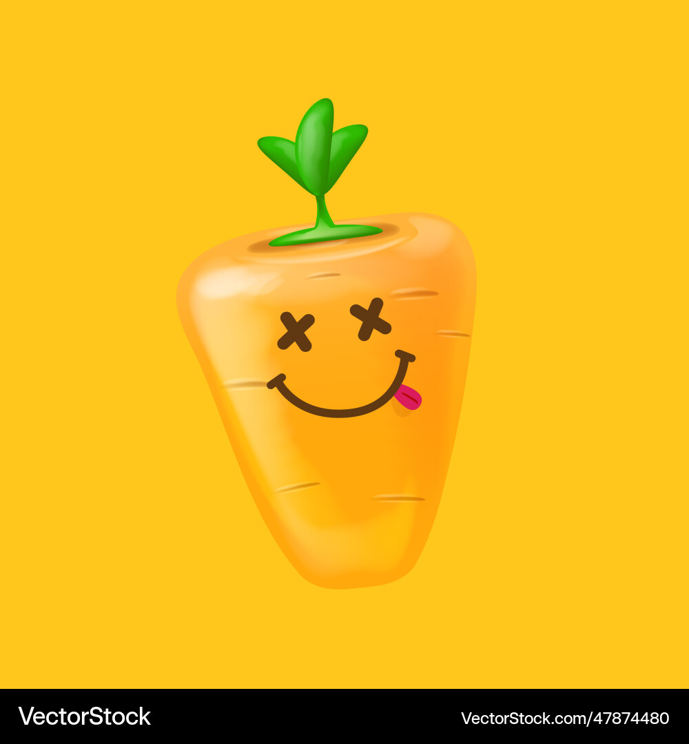 Cute smiling carrot isolated on orange background Vector Image