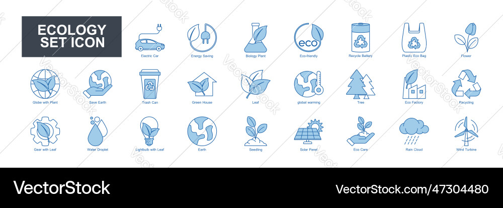 Ecology and environment set dual tone icon symbol Vector Image