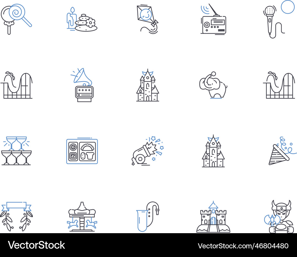 Gala line icons collection glamorous extravagant Vector Image
