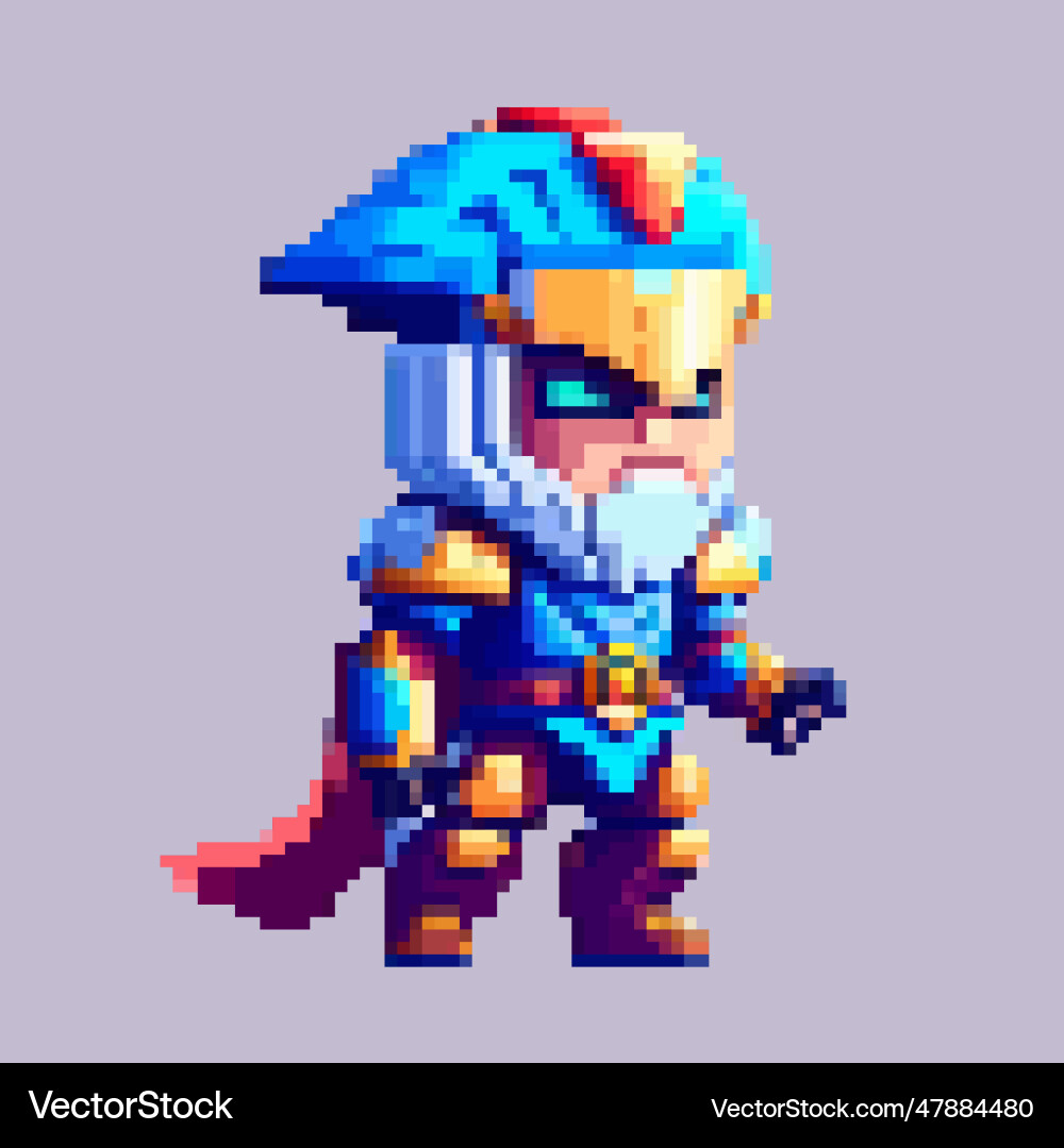 Knight warrior pixel art character for 8 bit game Vector Image