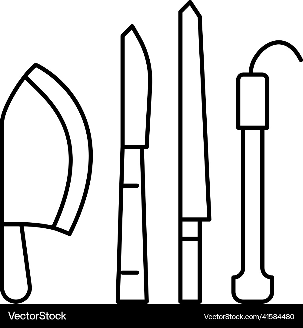 Knives kitchen utensil line icon Royalty Free Vector Image