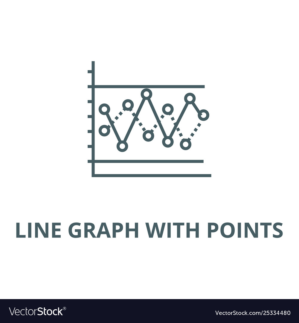 Line graph with points icon linear Royalty Free Vector Image