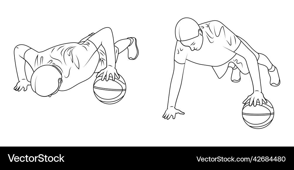 Man pushing up from the ball outline Royalty Free Vector
