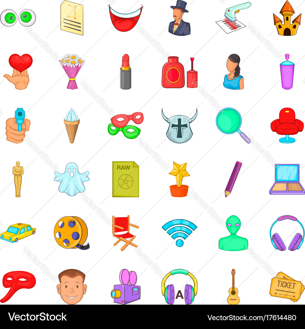 Popcorn icons set cartoon style Royalty Free Vector Image