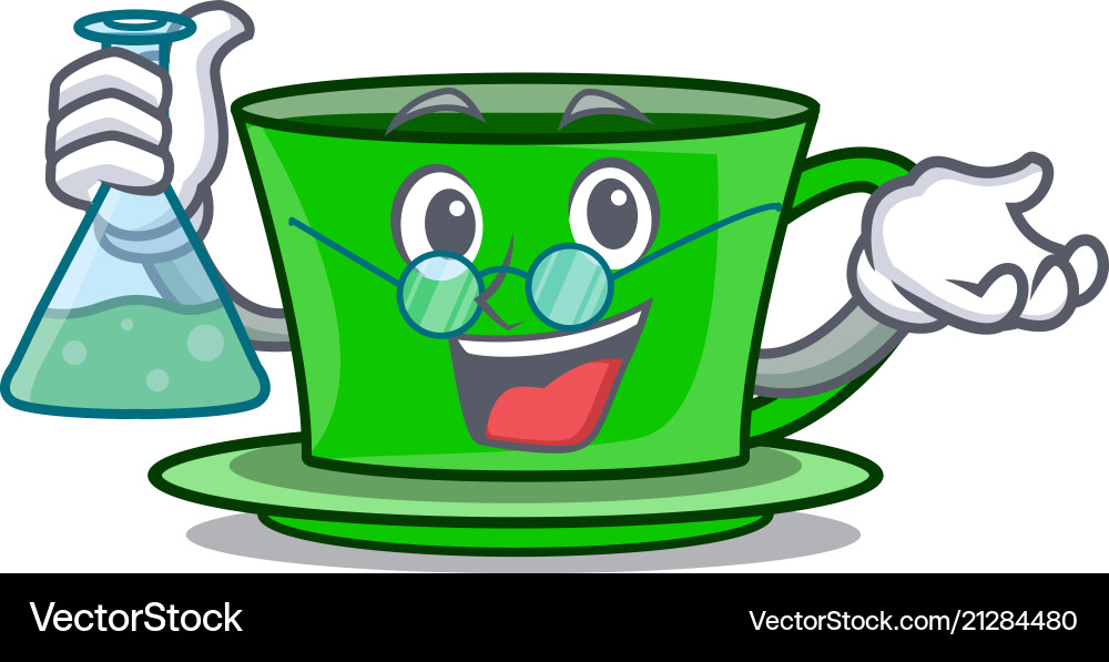 Professor green tea character cartoon Royalty Free Vector