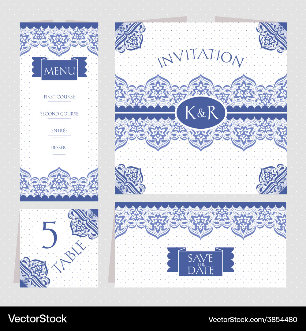 Set of retro wedding cards Royalty Free Vector Image