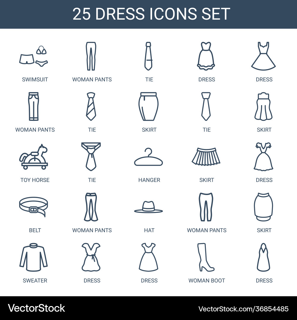 25 dress icons Royalty Free Vector Image - VectorStock