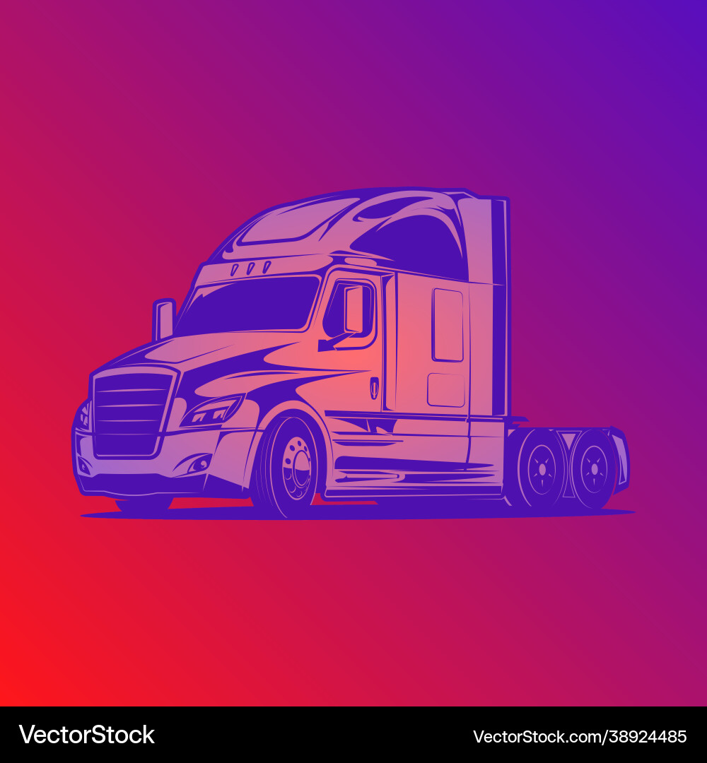 Big truck red colour blue Royalty Free Vector Image