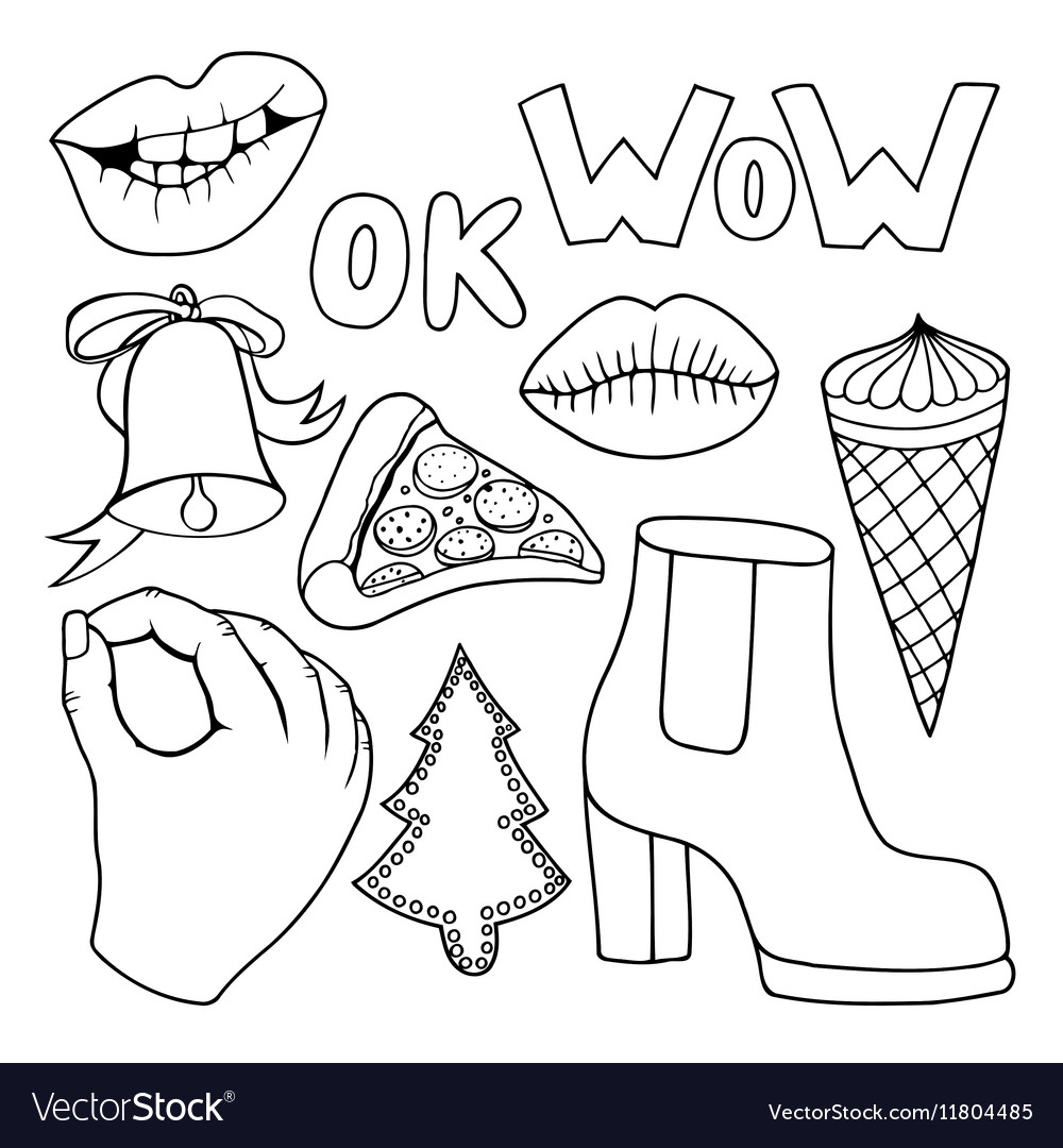 Cartoon patch badges Royalty Free Vector Image