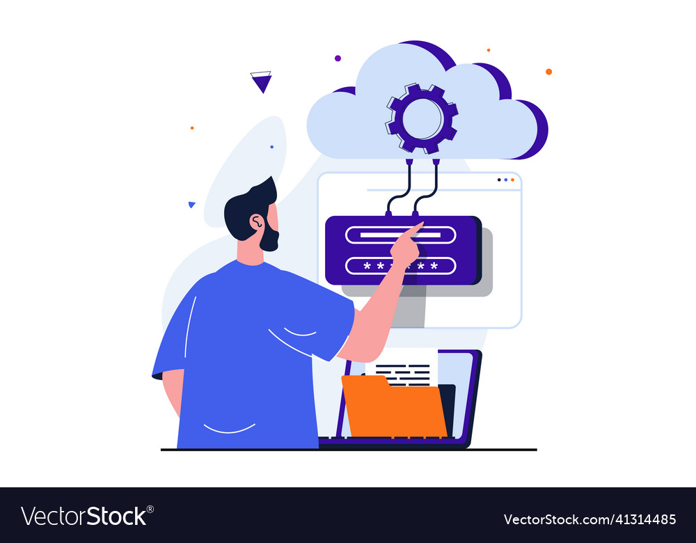 Cloud computing modern flat concept for web banner