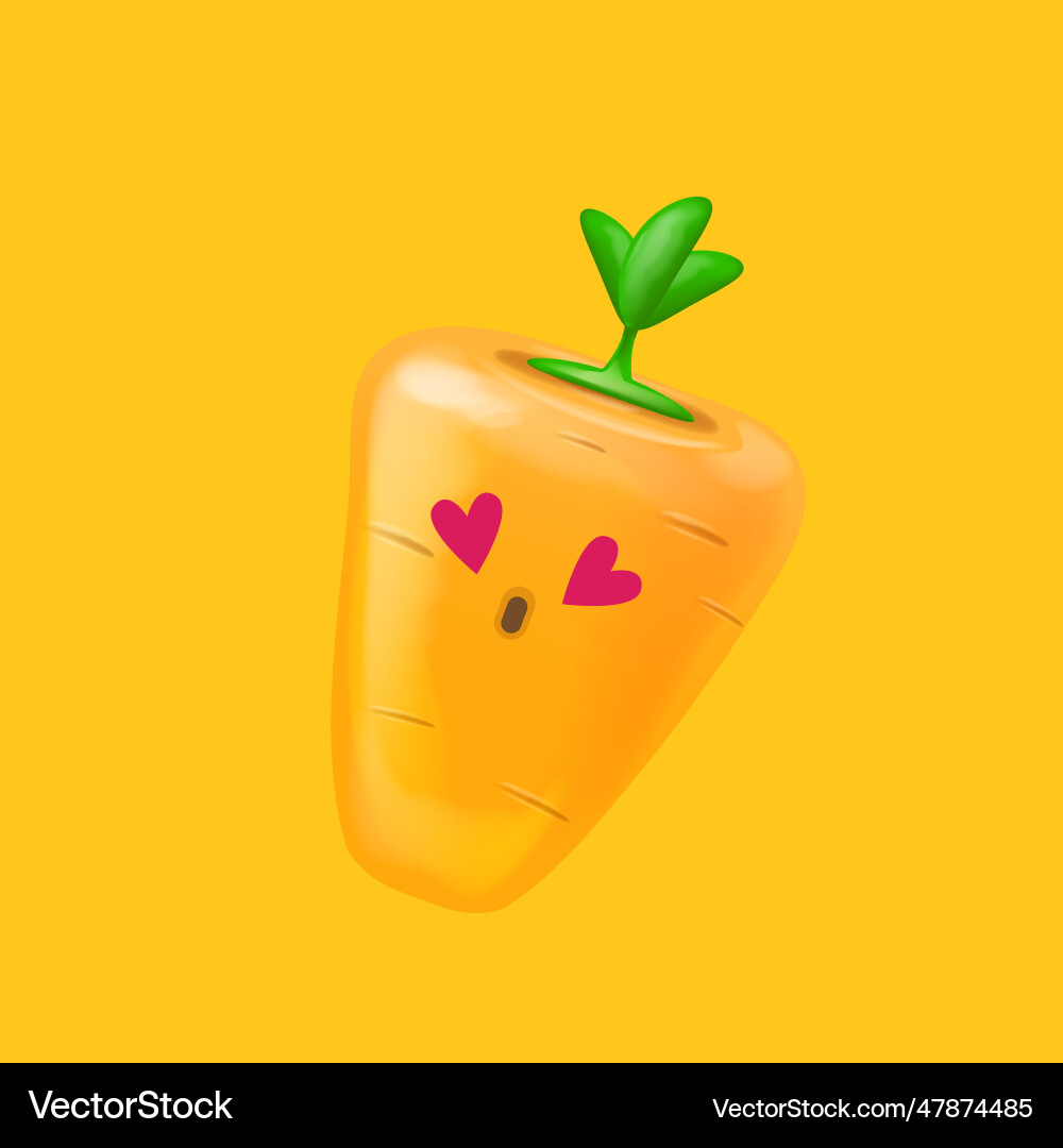 Cute smiling carrot isolated on orange background Vector Image