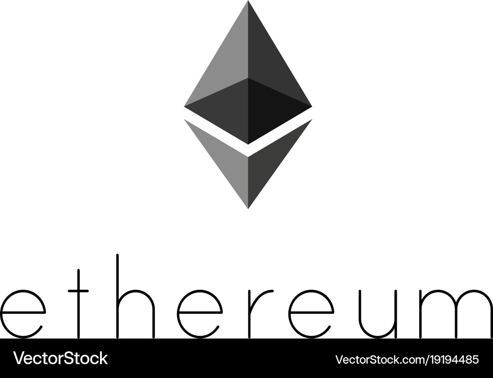 Ethereum coin symbol logo Royalty Free Vector Image