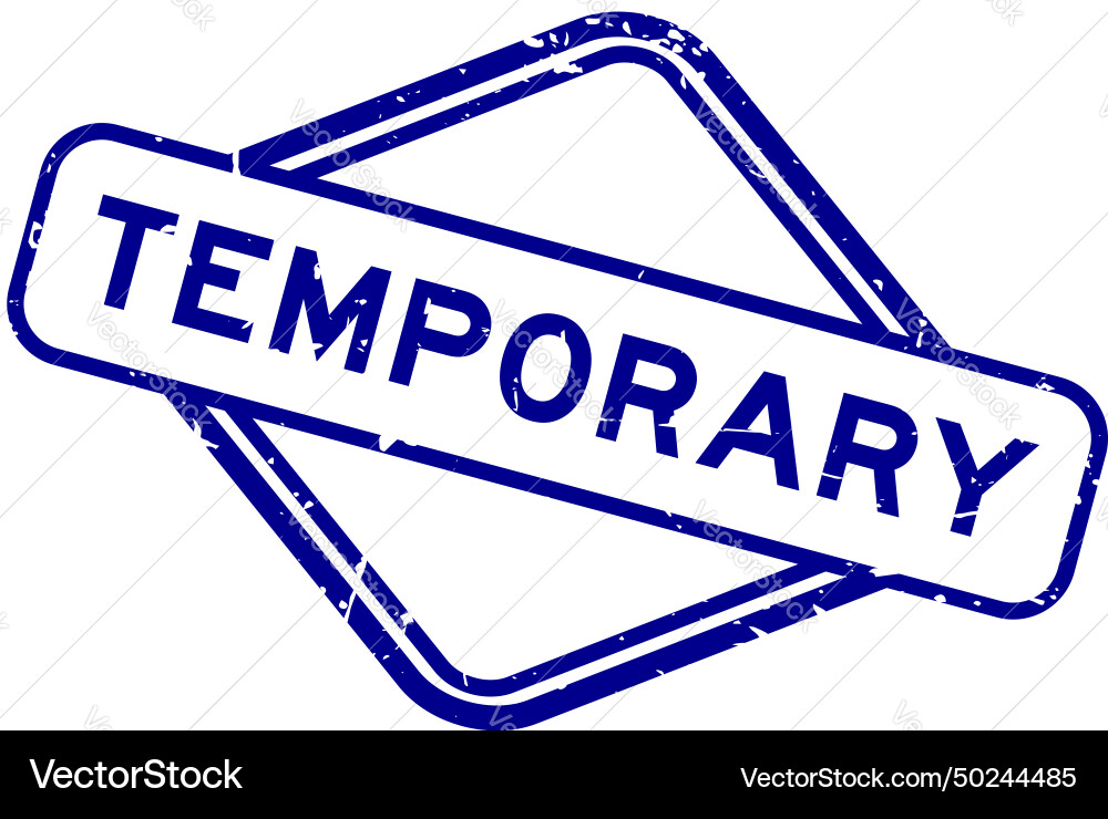 Grunge blue temporary word rubber seal stamp Vector Image