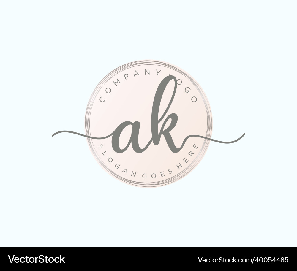 Initial ak feminine logo usable for nature salon Vector Image