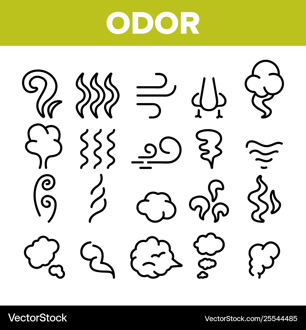 Odor smoke smell linear icons set Royalty Free Vector Image