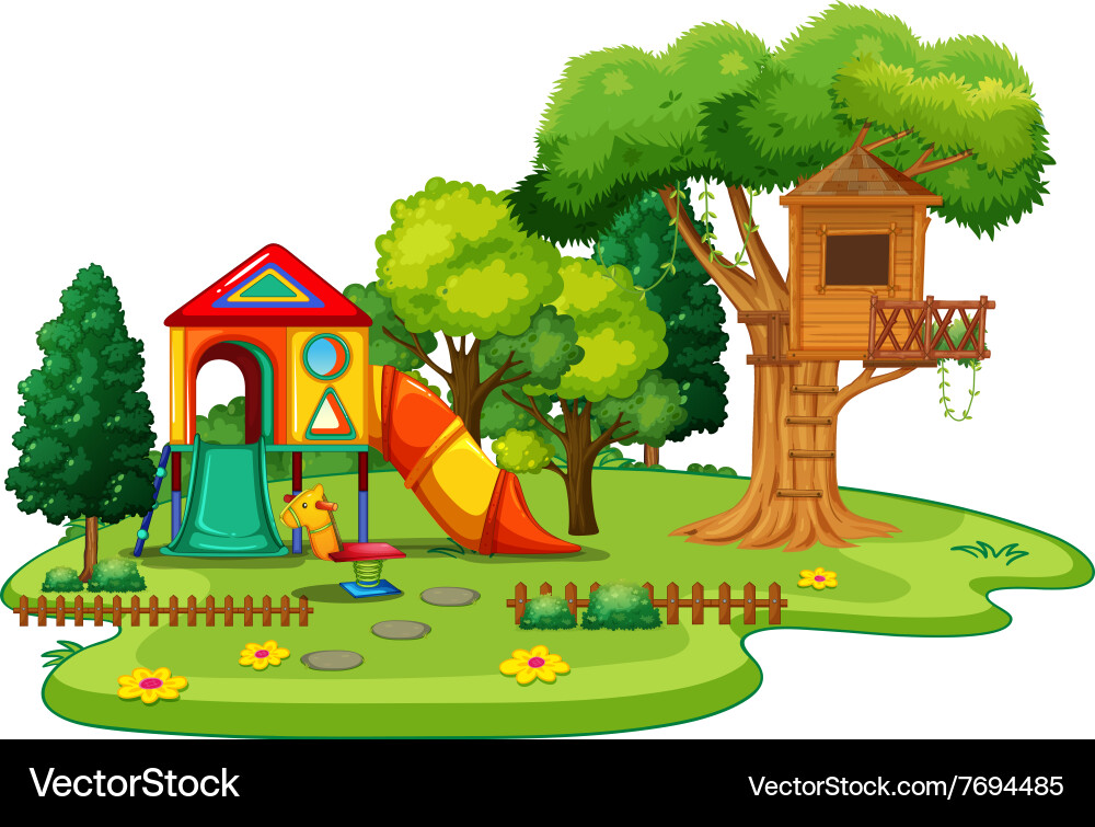 Playhouse and treehouse in park Royalty Free Vector Image