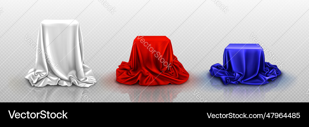 Podiums covered with white red blue silk cloth Vector Image