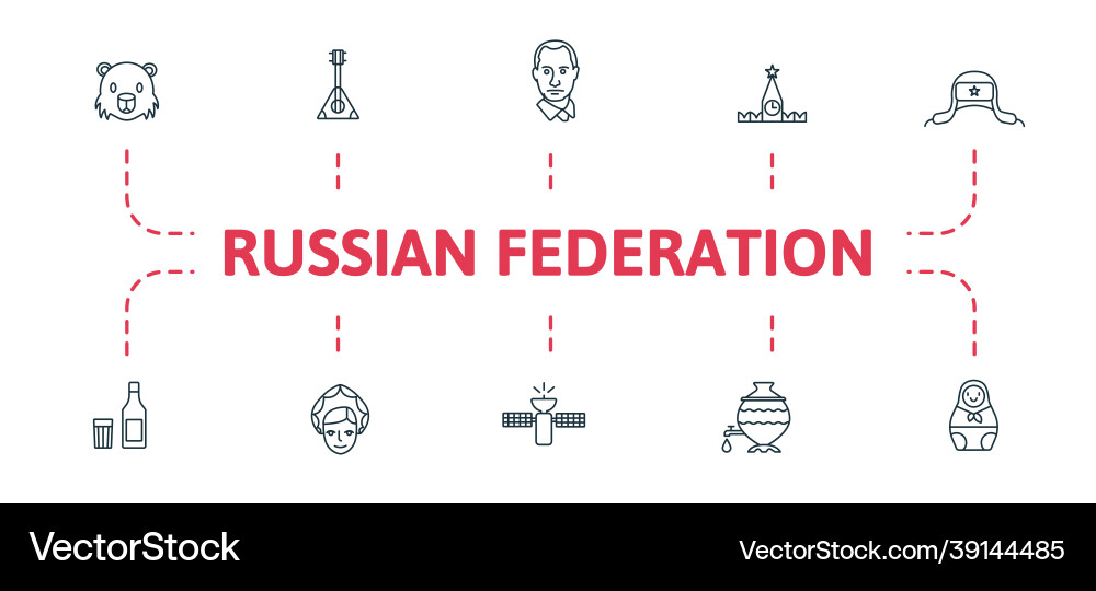 Russia icon set contains editable icons Royalty Free Vector