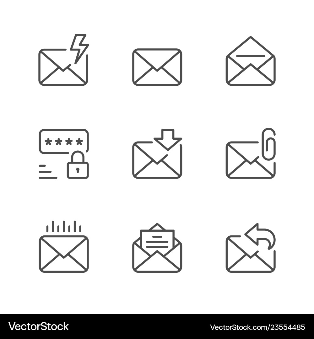Set line icons of mail Royalty Free Vector Image