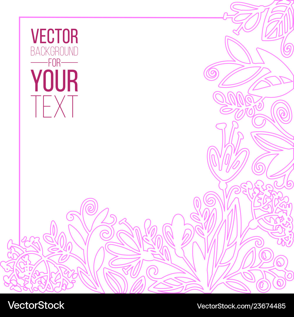 Spring and summer template with doodle pink floral
